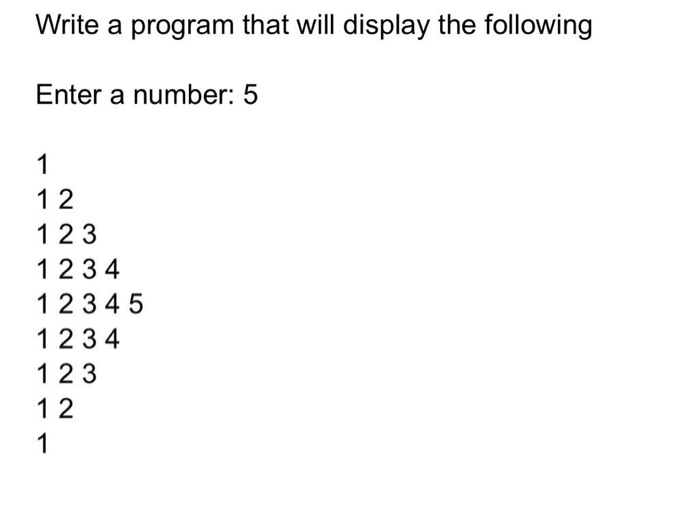 Solved Write a program that will display the following Enter | Chegg.com