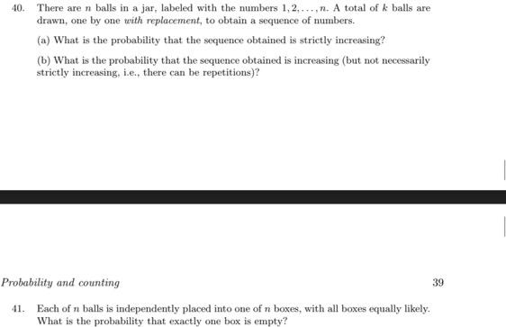 Solved 40. There are n balls in a jar, labeled with the | Chegg.com