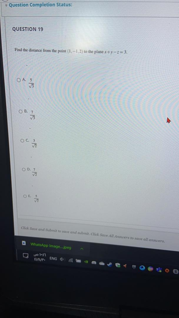 Solved Question Completion Status: QUESTION 19 Find the | Chegg.com