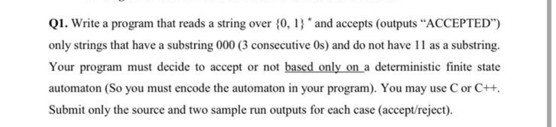 Solved Example of encoding FA in a program: Consider the | Chegg.com