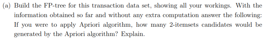 Solved 4. Consider the market basket transactions shown in | Chegg.com