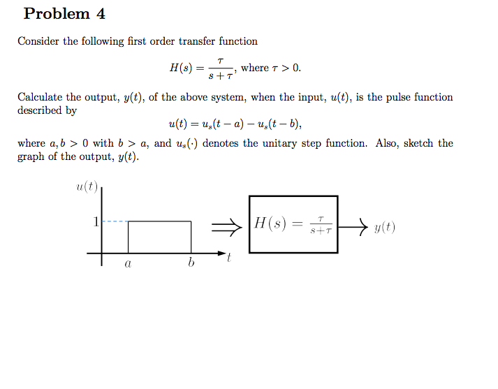 Solved Problem 4 Consider the following first order transfer | Chegg.com