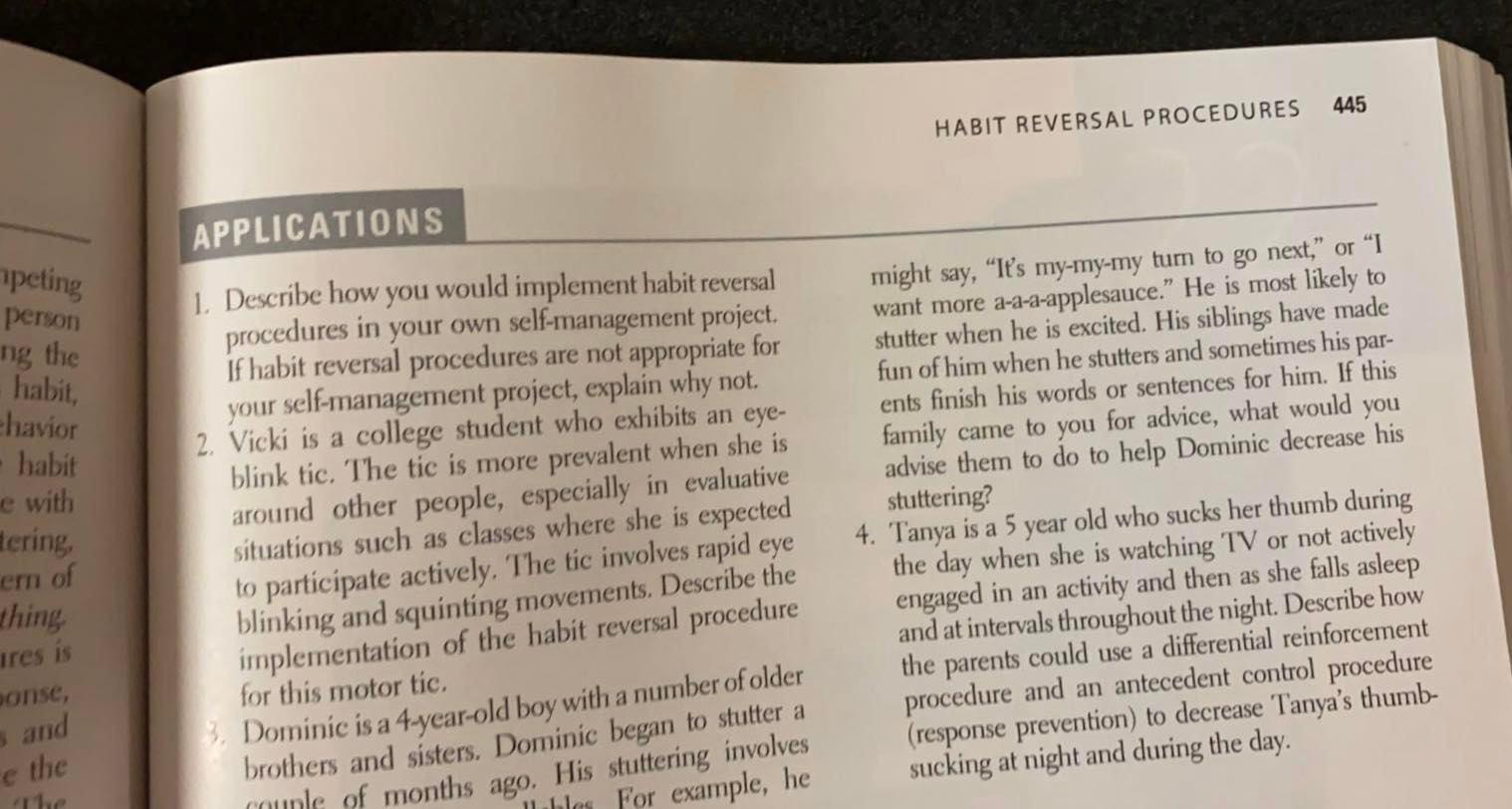 Solved 1. Describe how you would implement habit reversal | Chegg.com