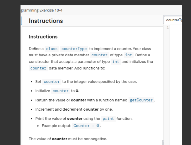 Solved Define a to implement a counter. Your class must have | Chegg.com