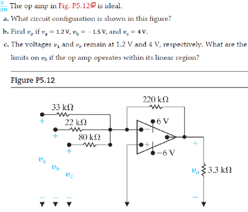 Solved The op amp in Fig. P5.12回 is ideal. a. What circuit | Chegg.com