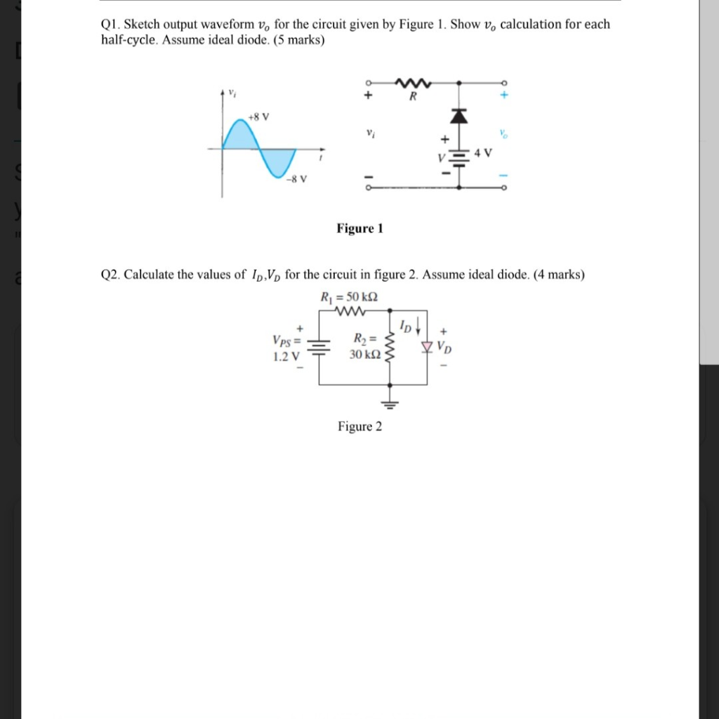 Solved Q1. Sketch output waveform v, for the circuit given | Chegg.com