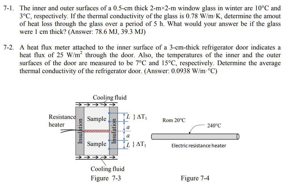 Solved 7-1. The inner and outer surfaces of a 0.5-cm thick | Chegg.com