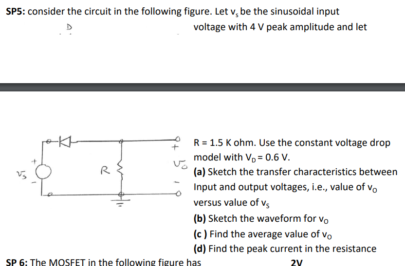 Solved SP5: consider the circuit in the following figure. | Chegg.com