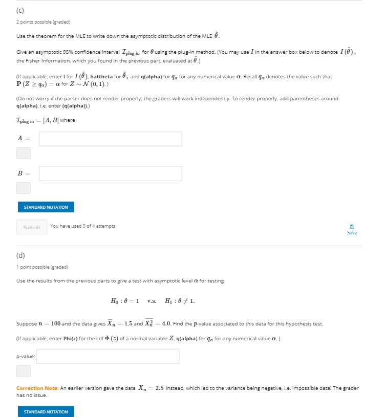 Solved (C) 2 points possible (graded) Use the theorem for | Chegg.com