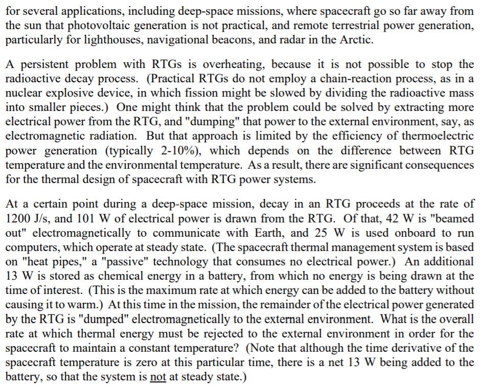 4. A radioisotope thermoelectric generator (RTG) is a | Chegg.com