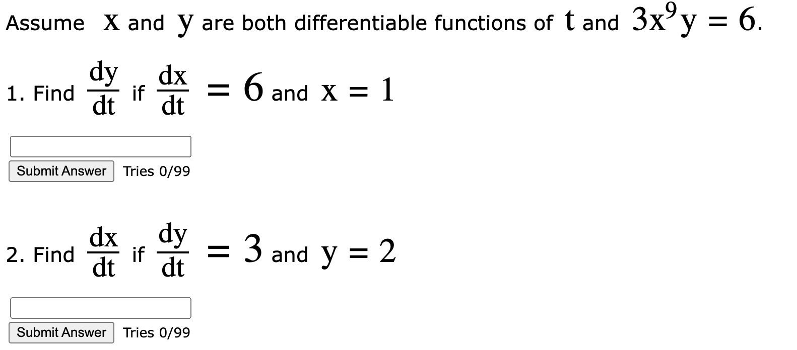 Solved Assume X and y are both differentiable functions of t | Chegg.com