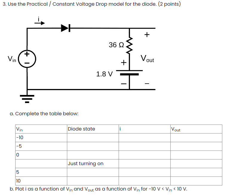 Solved 3. Use the Practical / Constant Voltage Drop model | Chegg.com