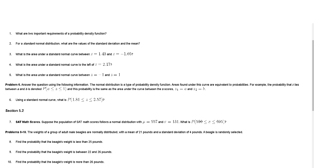 Solved What are two important requirements of a probability | Chegg.com