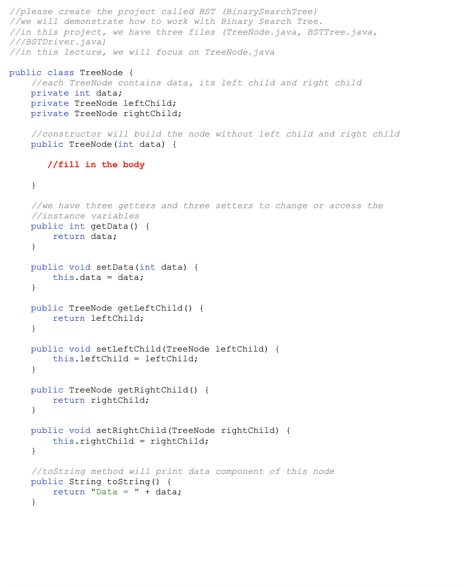 Solved /please create the project called BST | Chegg.com