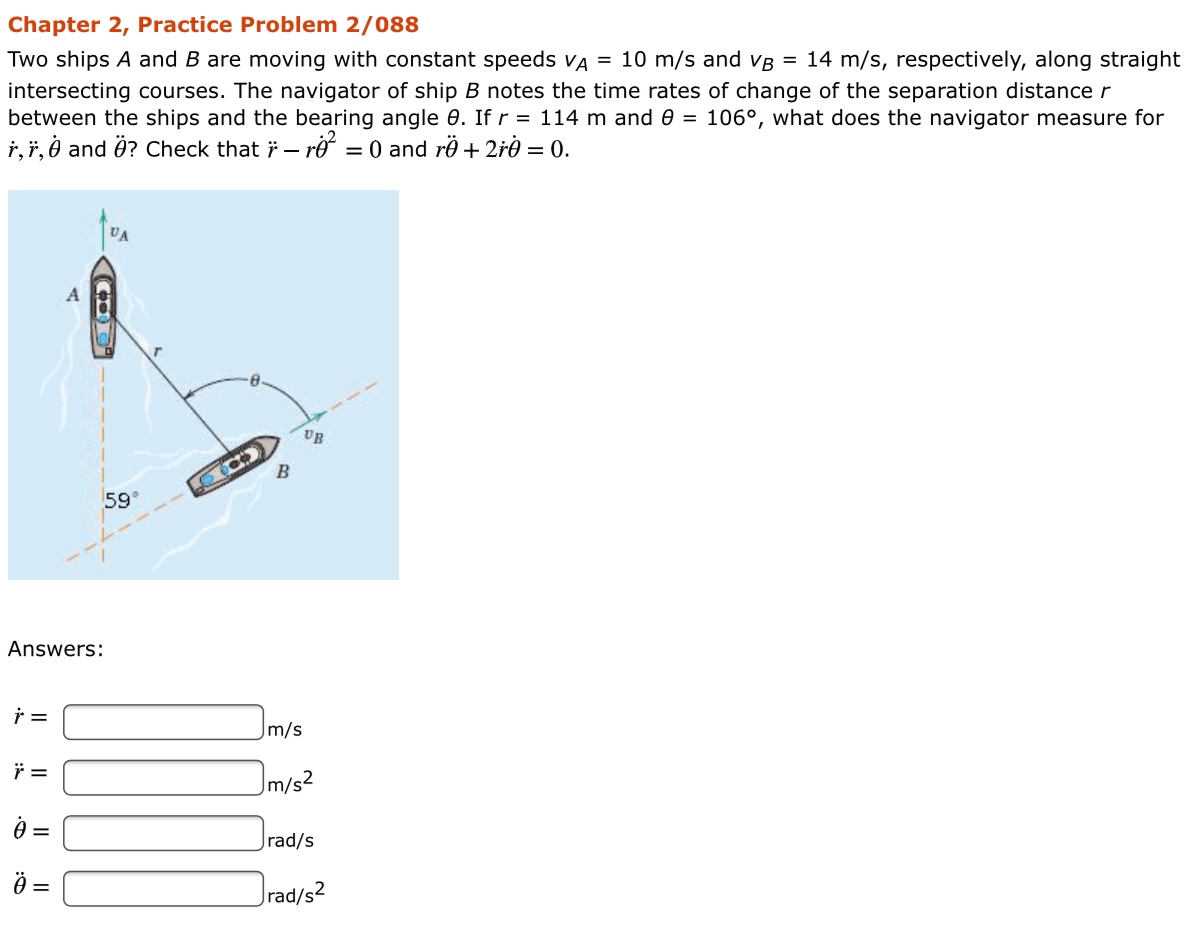 Solved Two ships A and B are moving with constant speeds vA | Chegg.com