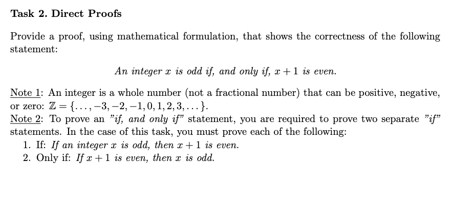 Solved Task 2. ﻿Direct ProofsProvide a proof, using | Chegg.com