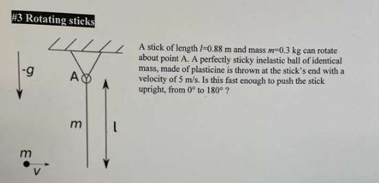 Solved #3 ﻿Rotating sticks\deg \deg A stick of length | Chegg.com