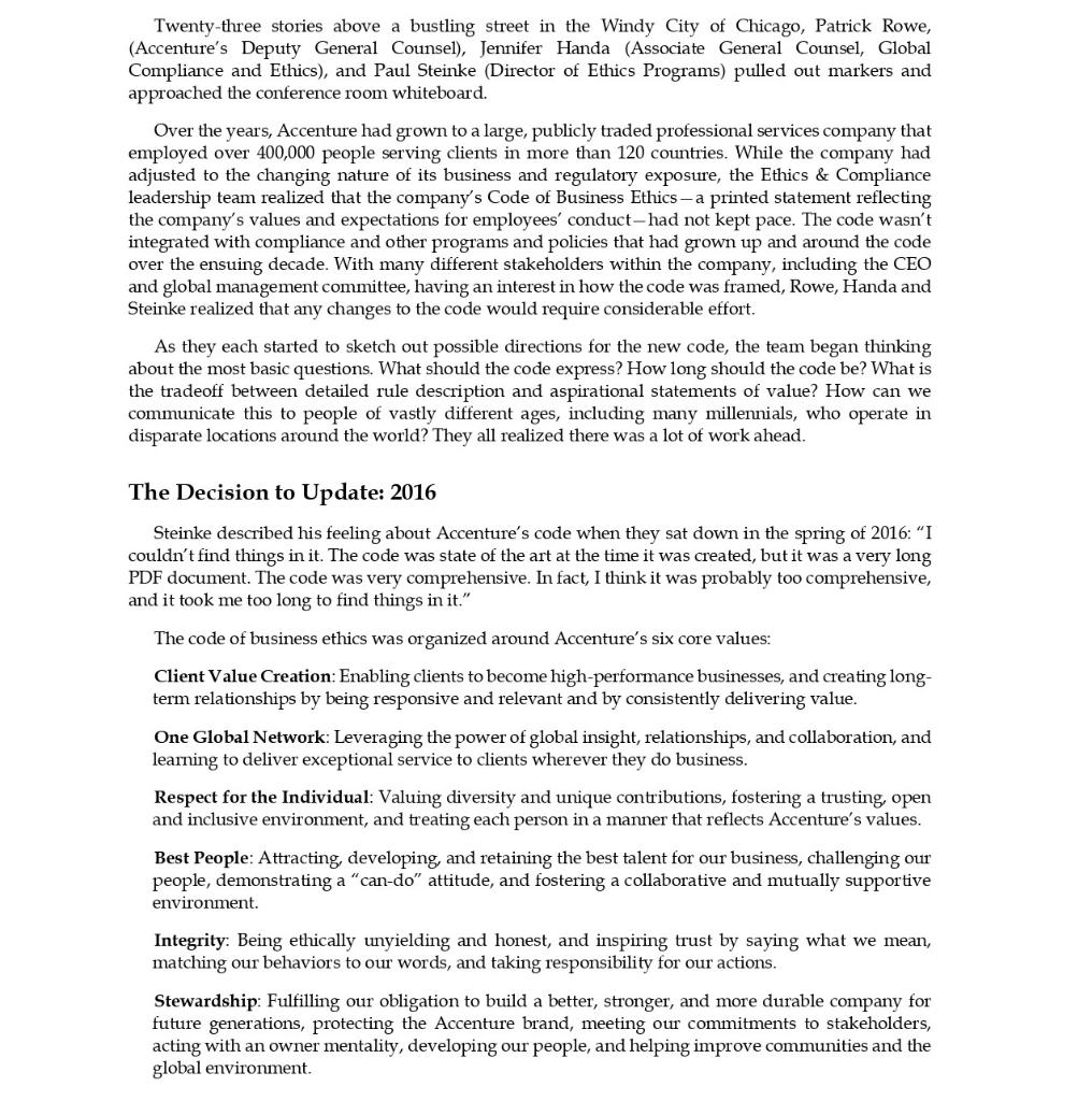 Solved Accenture's Code of Business EthicsTwenty-three | Chegg.com