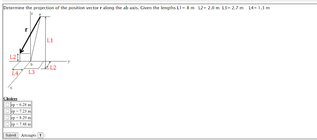 Solved Determine the projection of the position vector r | Chegg.com