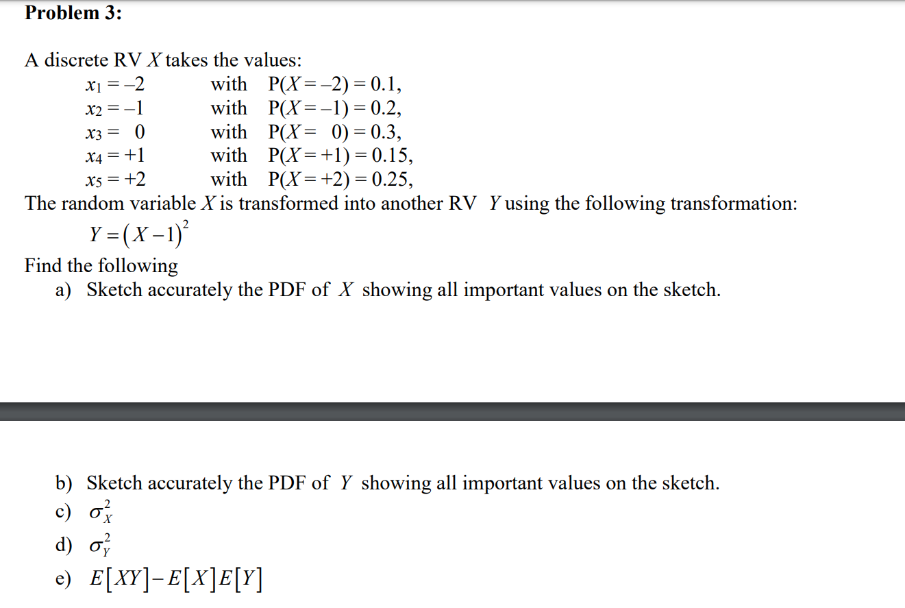 Solved Problem 3: A discrete RVX takes the values: | Chegg.com