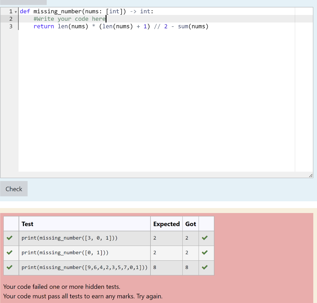 Solved MISSING NUMBERS Given a list nums containing n | Chegg.com
