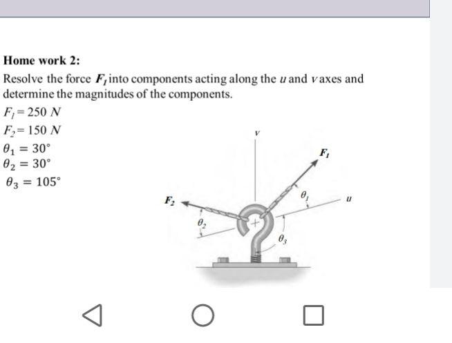 Solved Home work 2: Resolve the force F, into components | Chegg.com