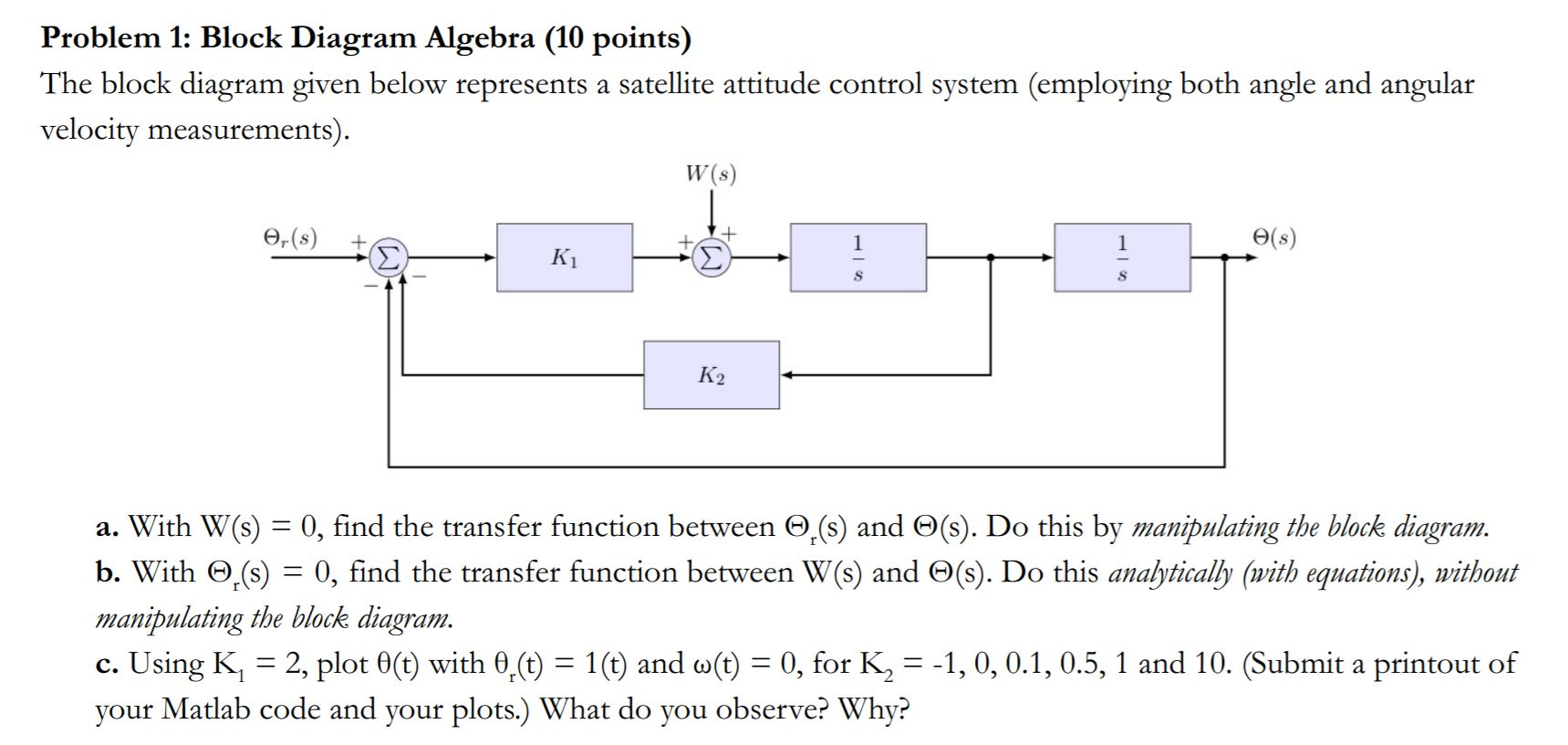 Solved Problem 1: Block Diagram Algebra (10 points) The | Chegg.com