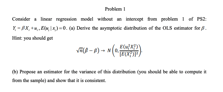 Consider a linear regression model without an | Chegg.com