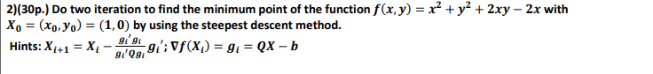 Solved 2)(30p.) Do two iteration to find the minimum point | Chegg.com