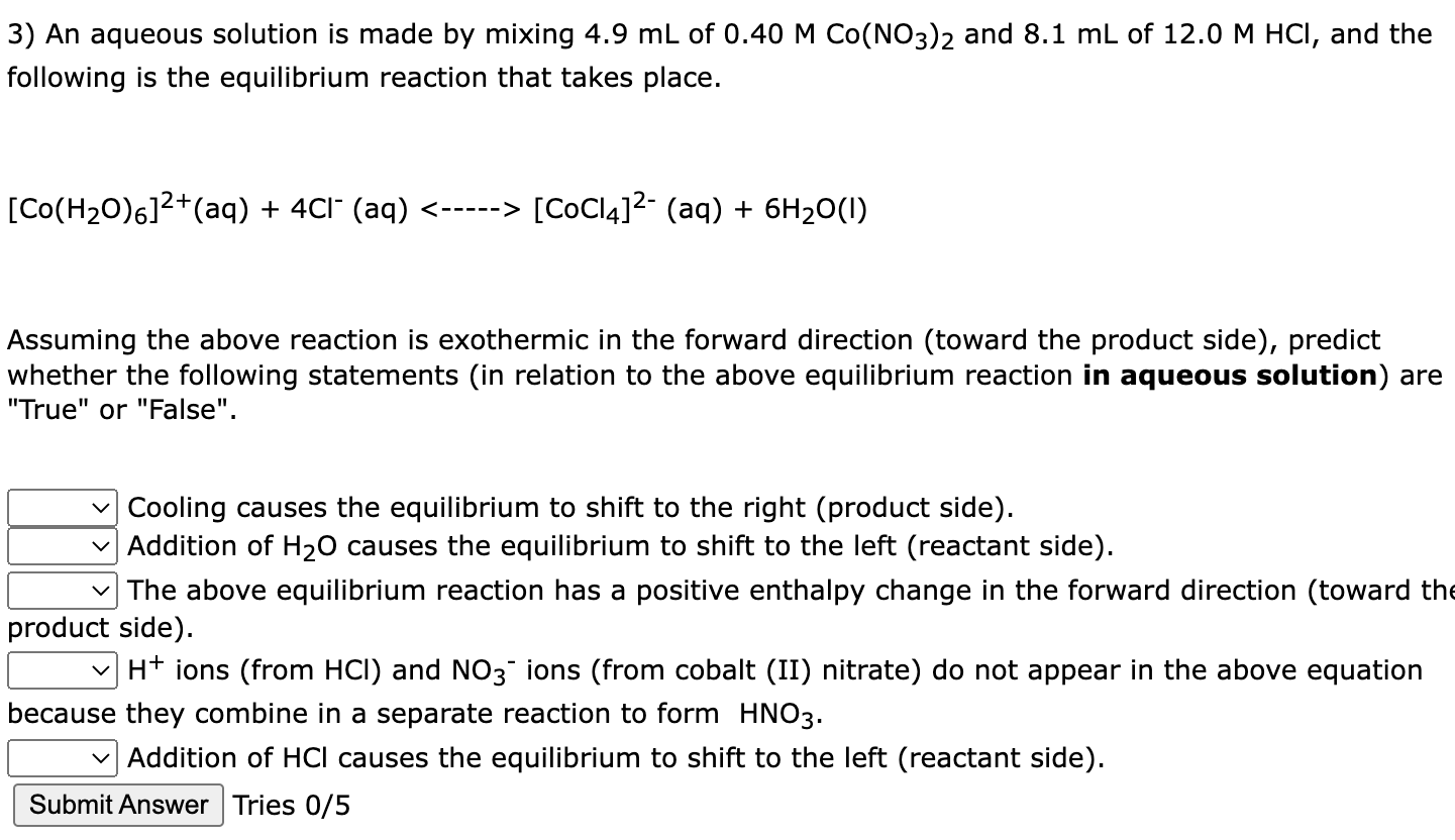 Solved 3) An aqueous solution is made by mixing 4.9 mL of | Chegg.com