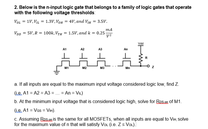 Solved 2. Below is the n-input logic gate that belongs to a | Chegg.com