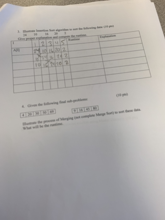Solved 3 Illustrate Insertion Sot algoritdhn to sont the | Chegg.com