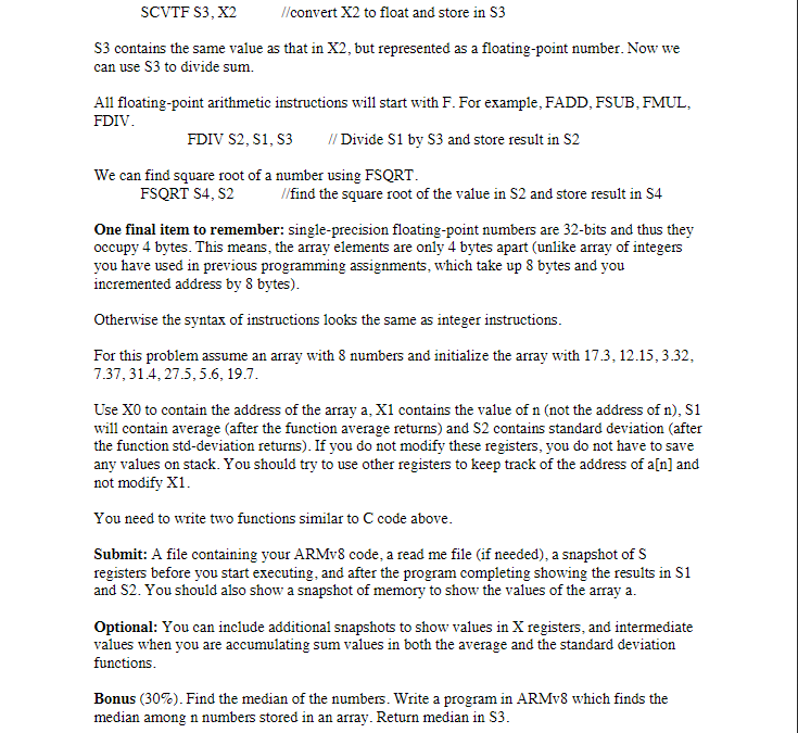 In this programming assignment, you will use ARMv8 | Chegg.com