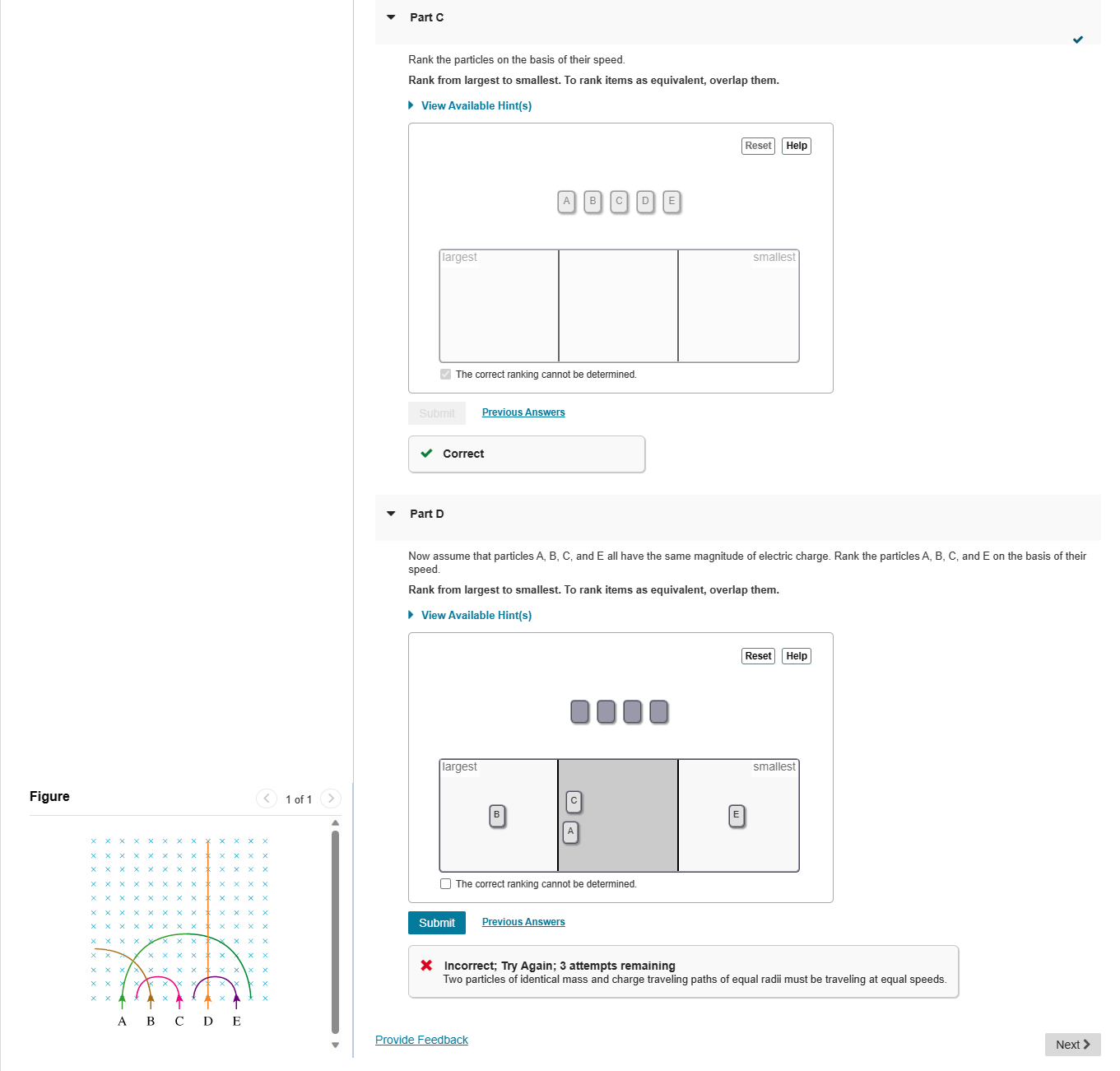 Solved Rank the particles on the basis of their speed. Rank | Chegg.com