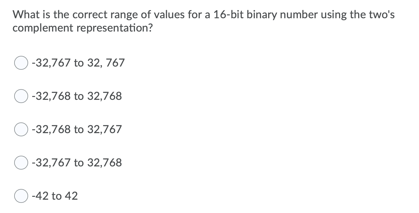 Solved What is the range for a 16 bit binary number using | Chegg.com