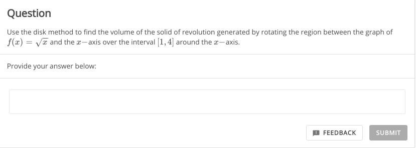 Solved Question Use the disk method to find the volume of | Chegg.com
