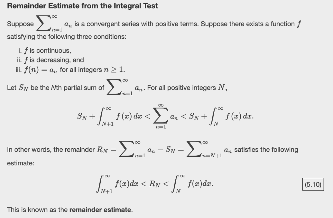 Solved Remainder Estimate from the Integral Test Suppose | Chegg.com