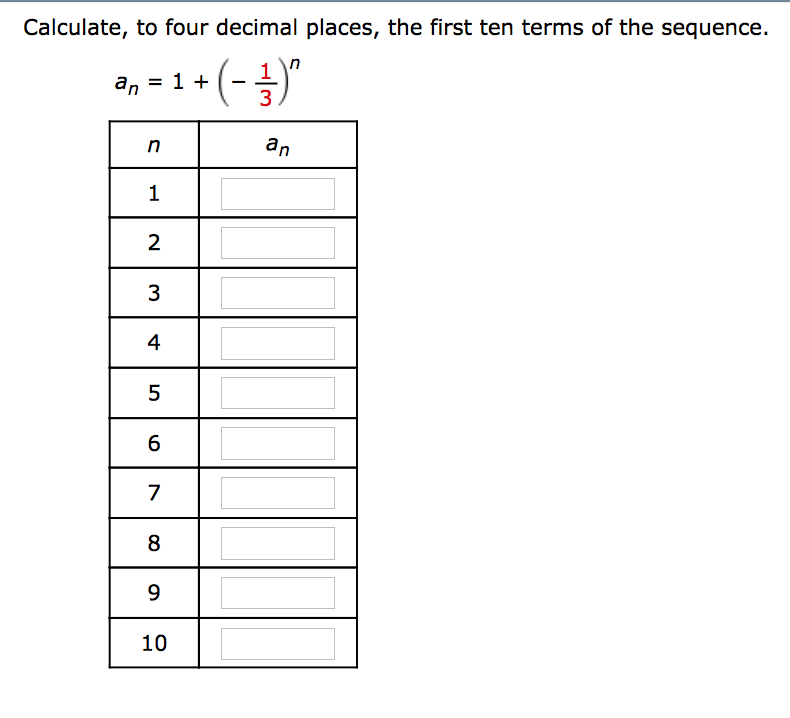 Solved Calculate, to four decimal places, the first ten | Chegg.com