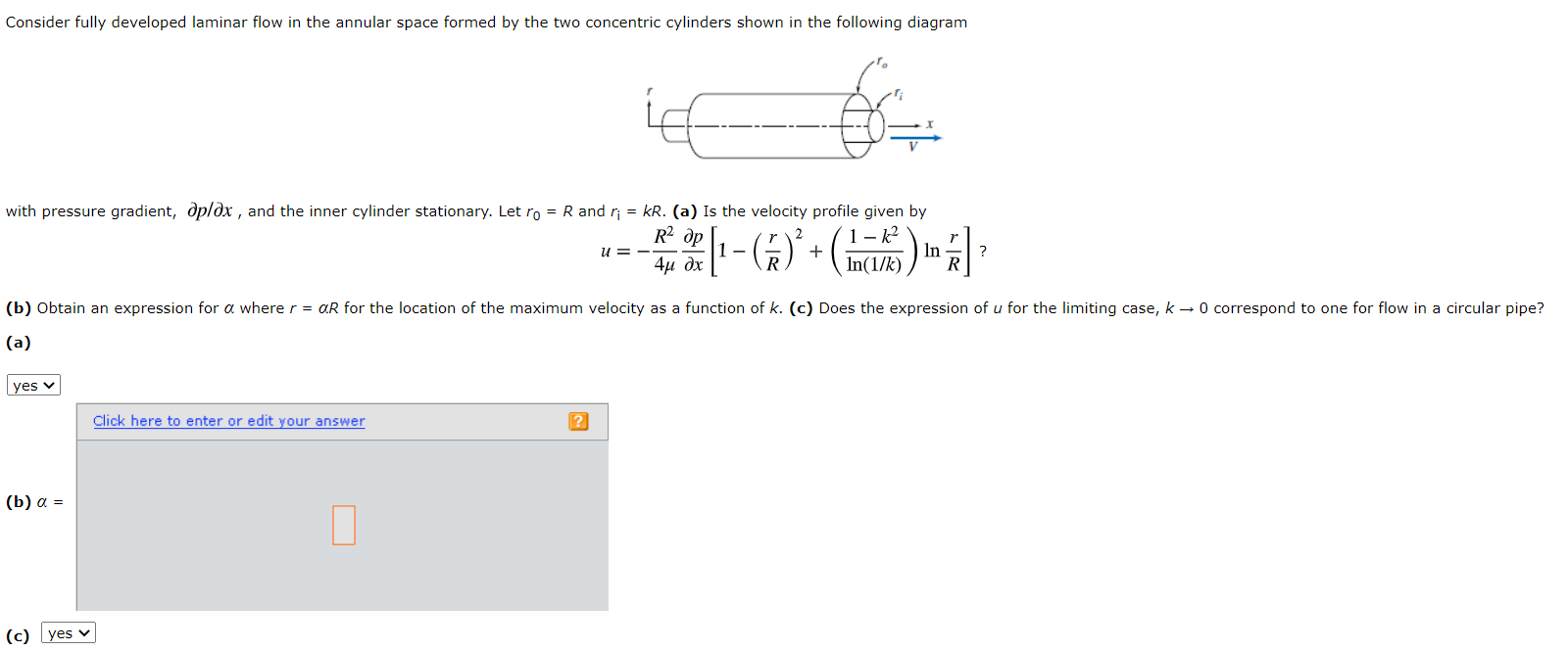 Solved Consider fully developed laminar flow in the annular | Chegg.com