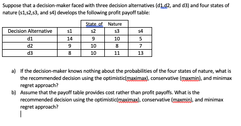 Solved Suppose that a decision-maker faced with three | Chegg.com