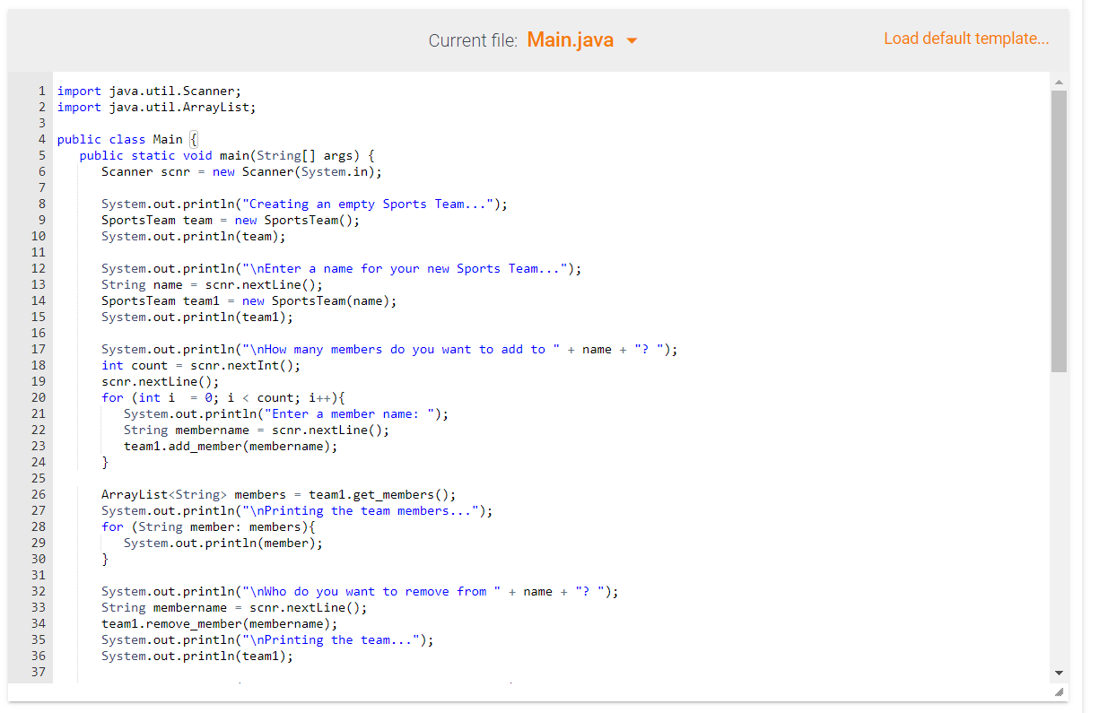 Solved Part 1 - Creating the Sports Team Class (1) Create | Chegg.com
