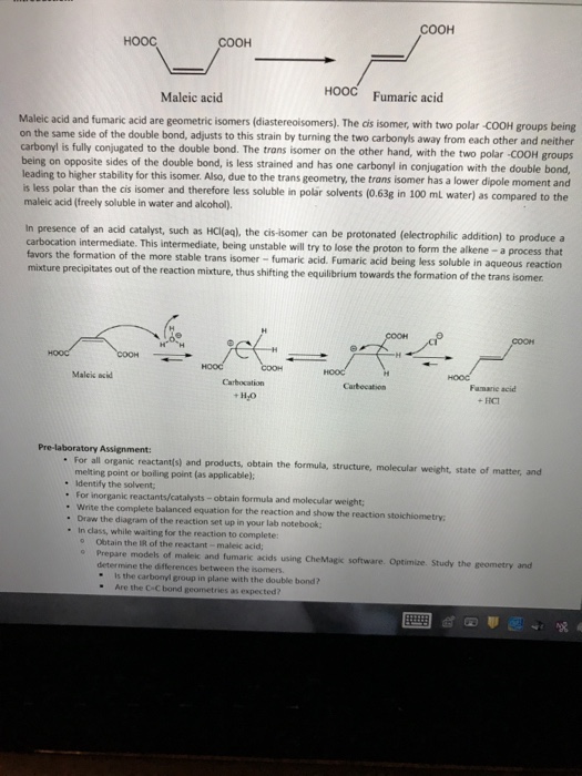 Solved COOH HOOC COOH HooC Fumaric acid Maleic acid Maleic | Chegg.com