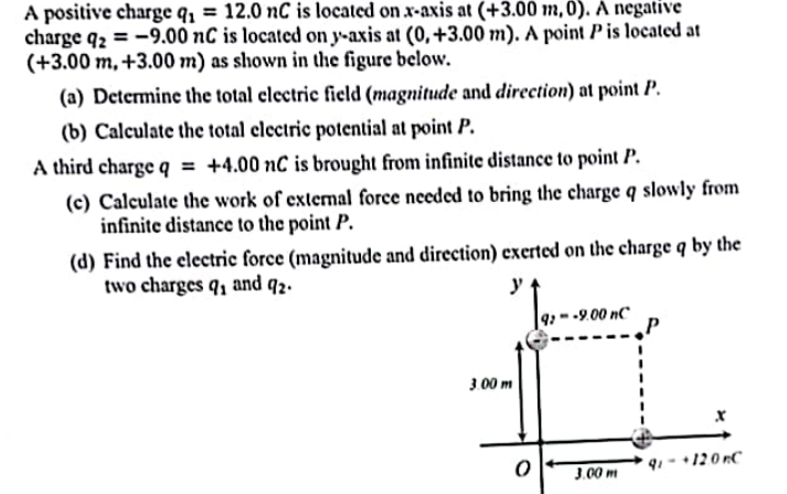 Solved A positive charge q1=12.0nC is located on x-axis at | Chegg.com