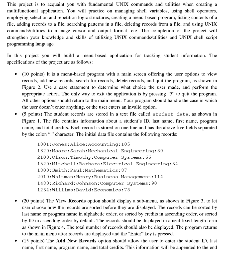 Solved This project is to acquaint you with fundamental UNIX | Chegg.com