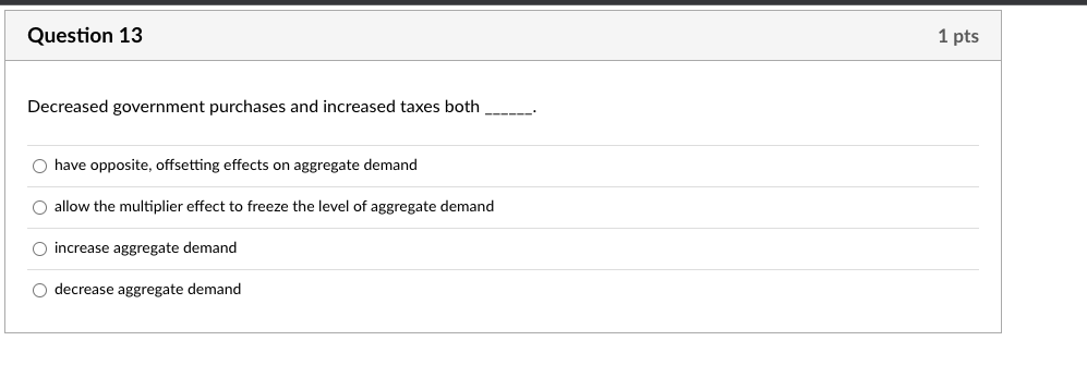 Solved Decreased government purchases and increased taxes | Chegg.com