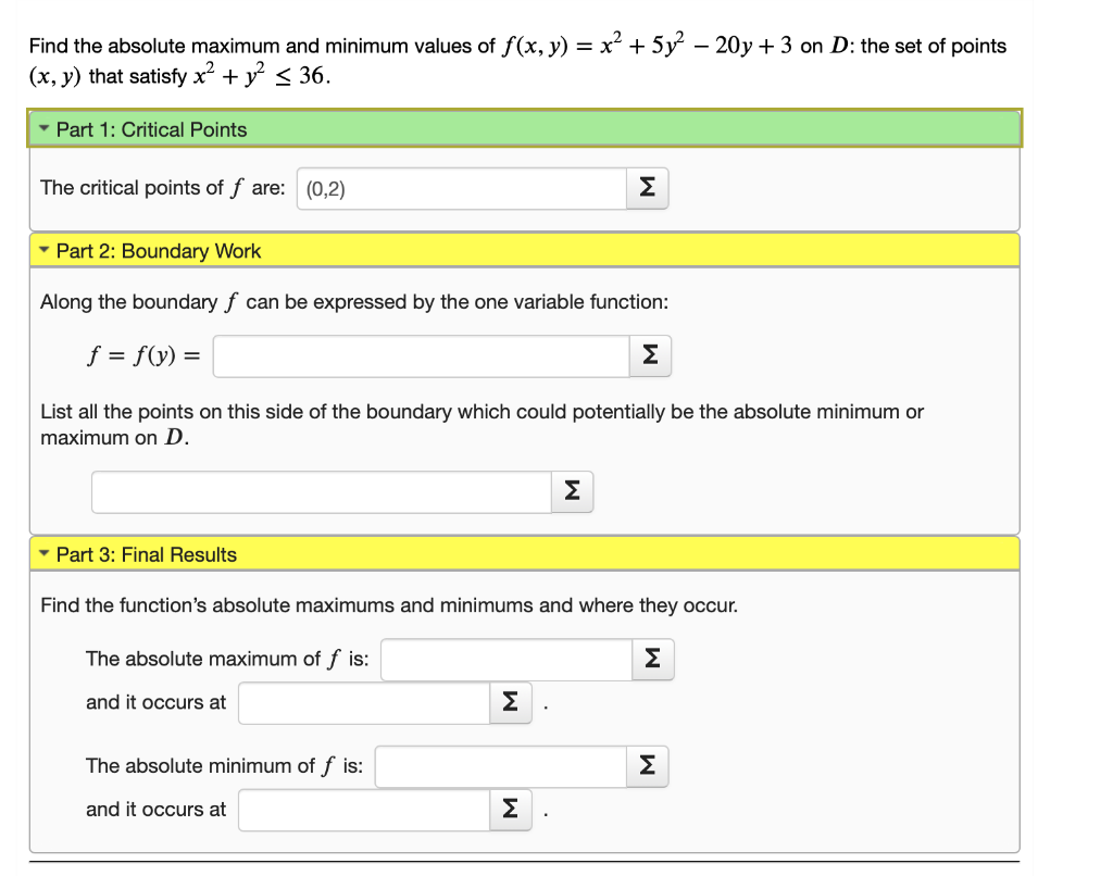 Solved Find the absolute maximum and minimum values of f(x, | Chegg.com