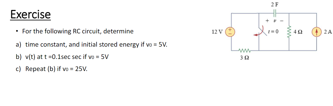 Solved For the following RC circuit, determine (a) time | Chegg.com