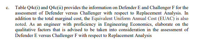 Solved Table Q4c(i) and Q4c( ii) provides the information on | Chegg.com