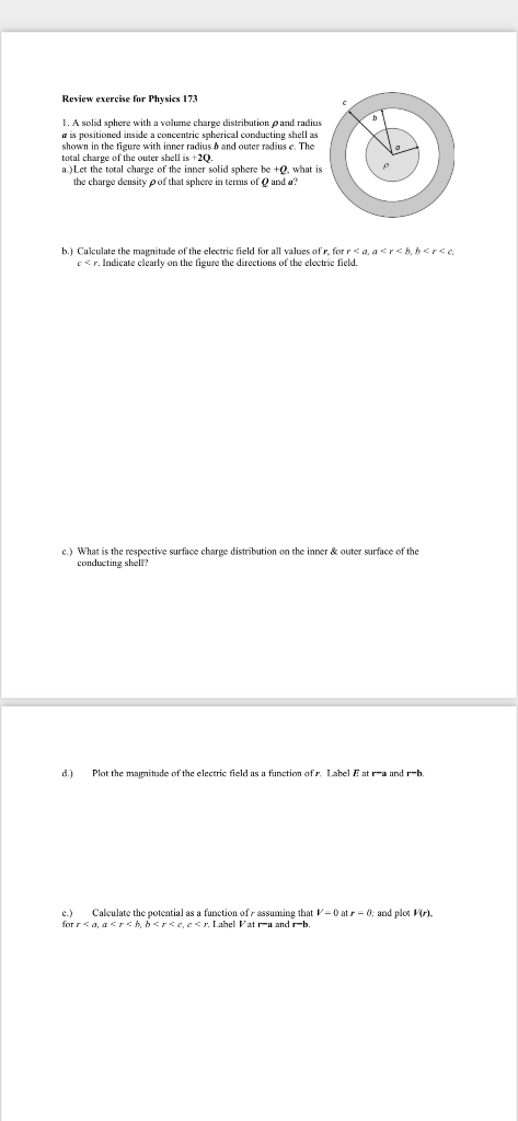 Solved Review exercise for Physicx 173 1. A soldd sphere | Chegg.com