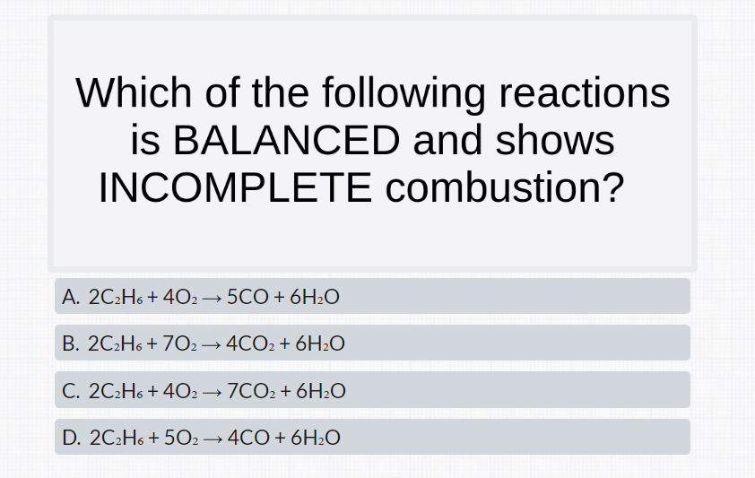 Solved Which of the following reactions is BALANCED and | Chegg.com